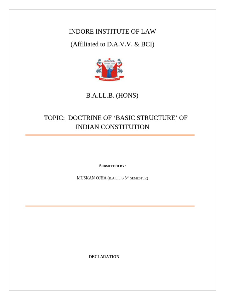 Reseach Paper Doctrine of Basic Structure | PDF | Constitution | Governance