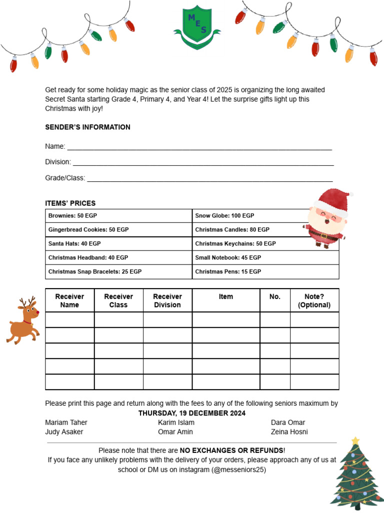 Senior Class 2025 Secret Santa Guide | PDF