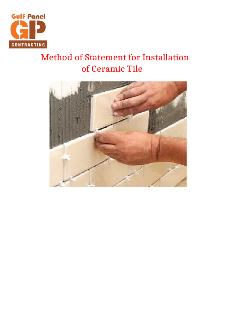 Method Statment For Wall Tiling - Modified (002) | PDF | Tile | Plaster