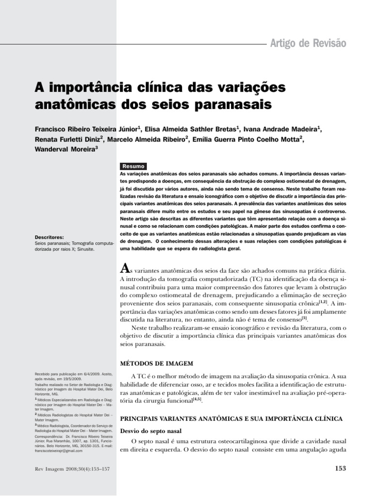 Variações Anatomicas Dos Seios Da Face | PDF | Cabeça e pescoço humano ...