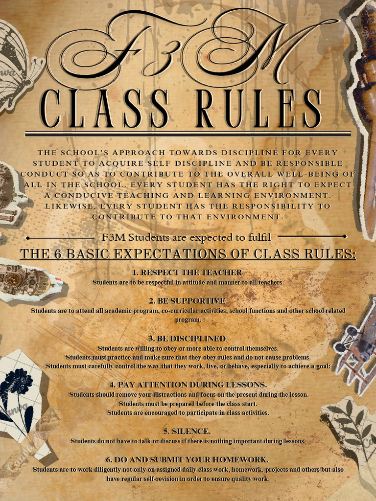 F3M Class Rules and Expectations | PDF | Behavior Modification