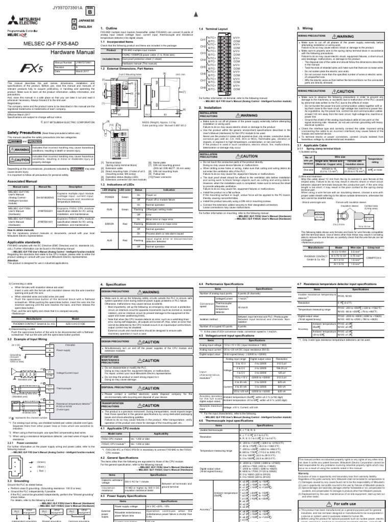 FX5-8AD Hardware Manual Overview | PDF | Electrical Wiring | Electrical ...