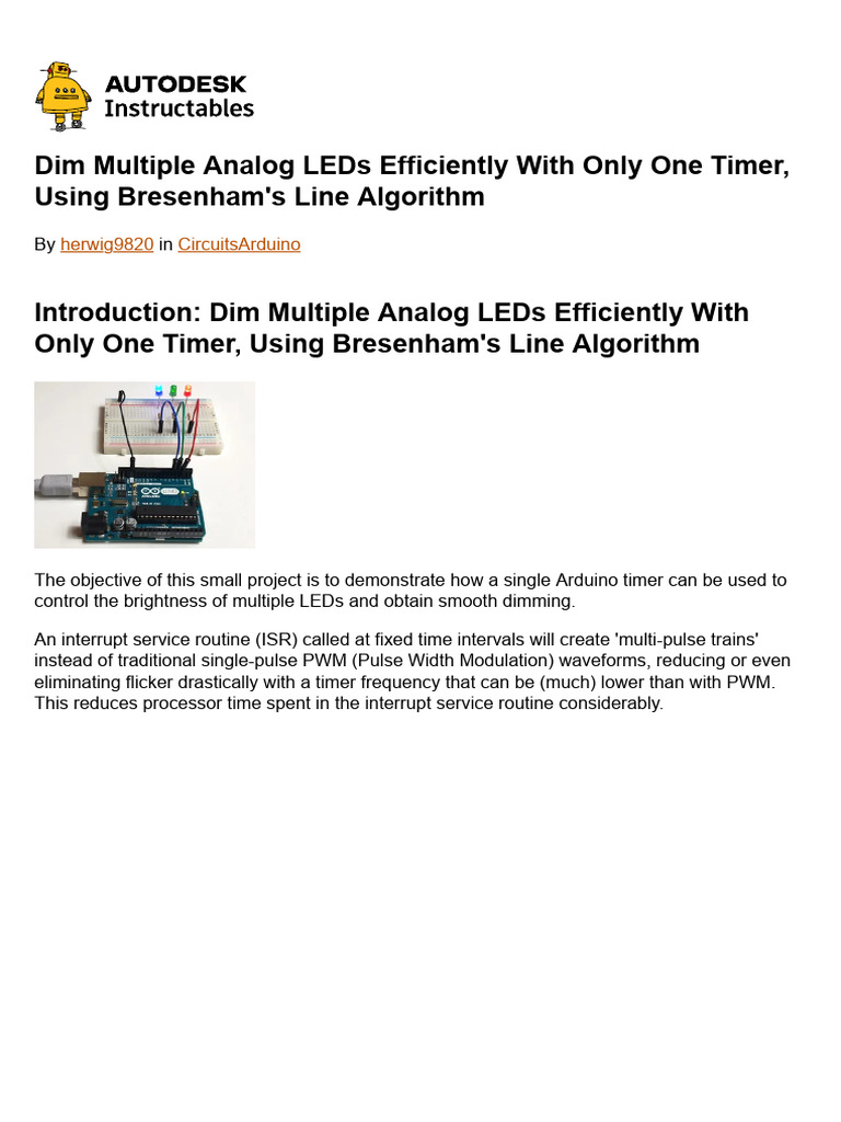 Dim Multiple Analog LEDs Efficiently With Only One Timer, Using Bresenham's Line | PDF ...