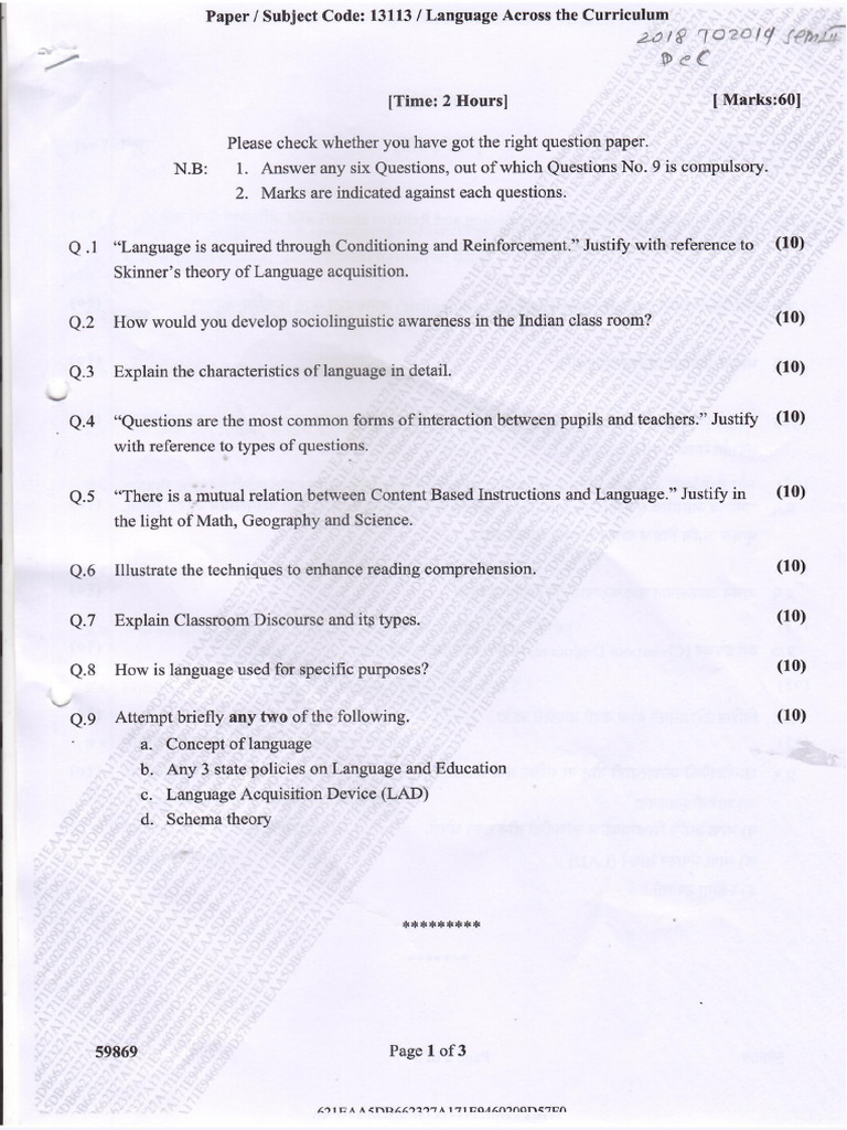Language Across Curriculum | PDF