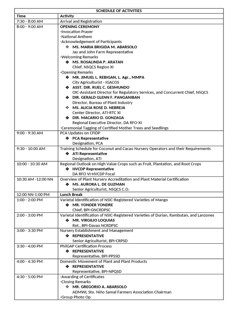 Proposed Program for Information Caravan | PDF | Trees | Agriculture