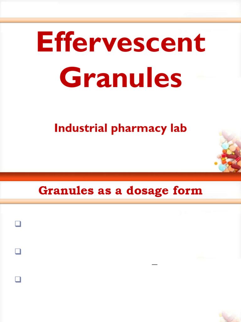 Effervescent Granules | PDF | Sodium Bicarbonate | Pharmaceutical ...