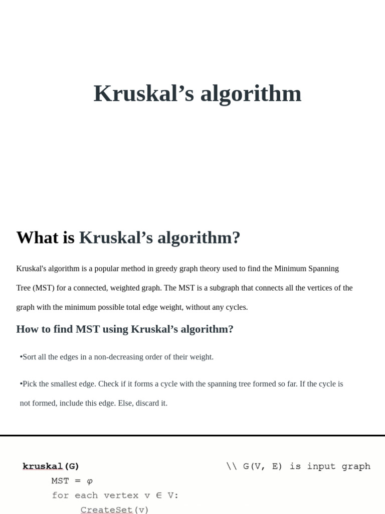Understanding Kruskal's Algorithm for MST | PDF