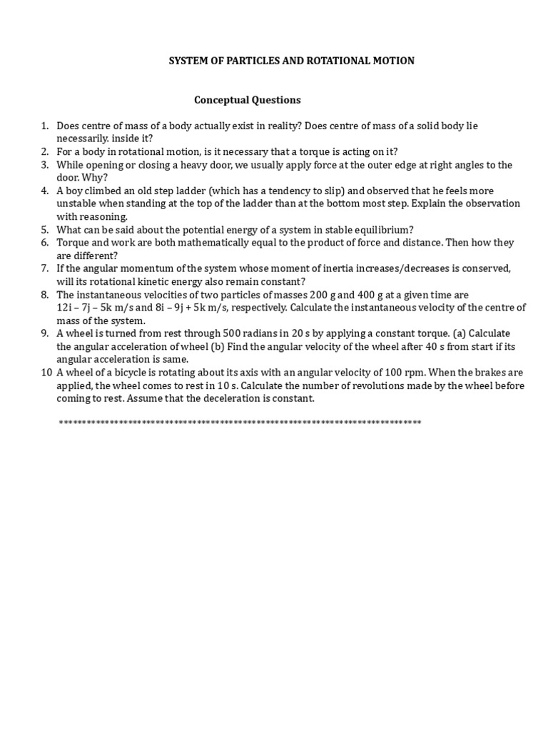 WS1 - System of Particles | PDF