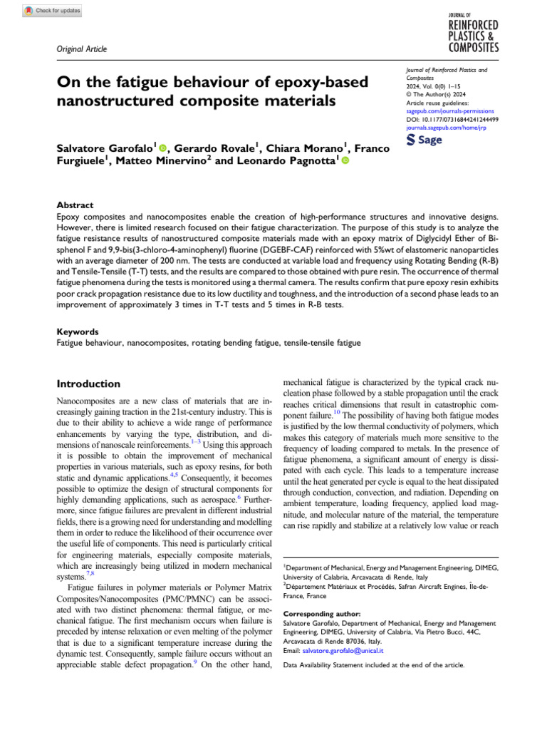 On The Fatigue Behaviour of Epoxy-Based Nanostructured Composite ...