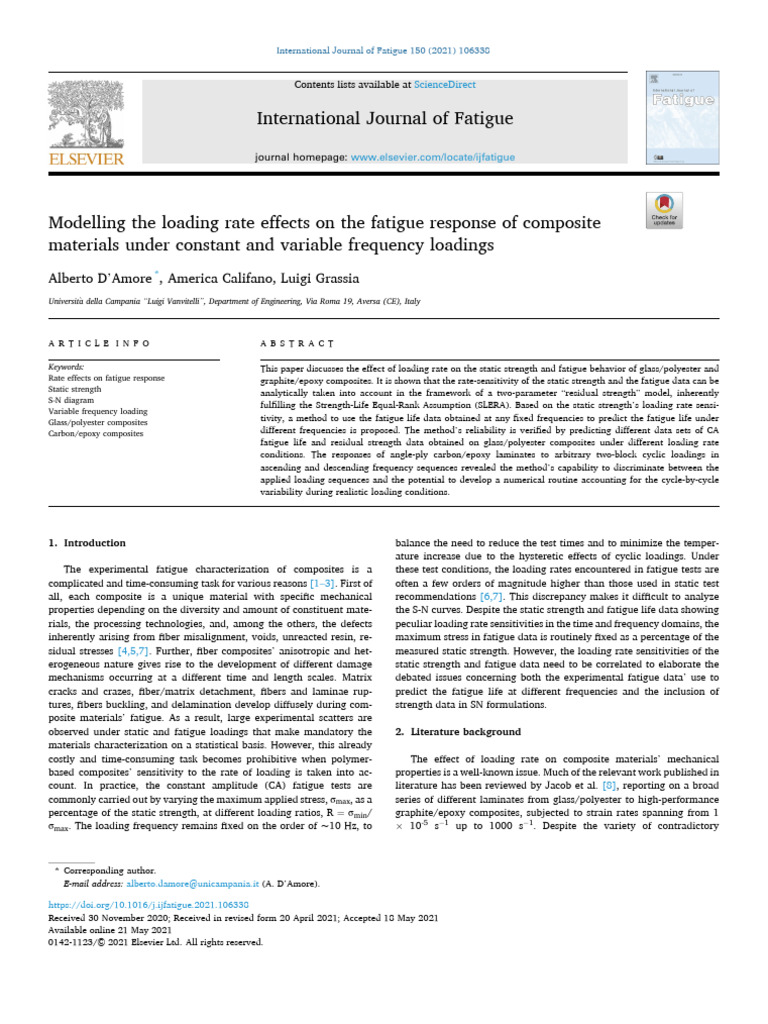 Modelling The Loading Rate Effects On The Fatigue Response of Composite ...