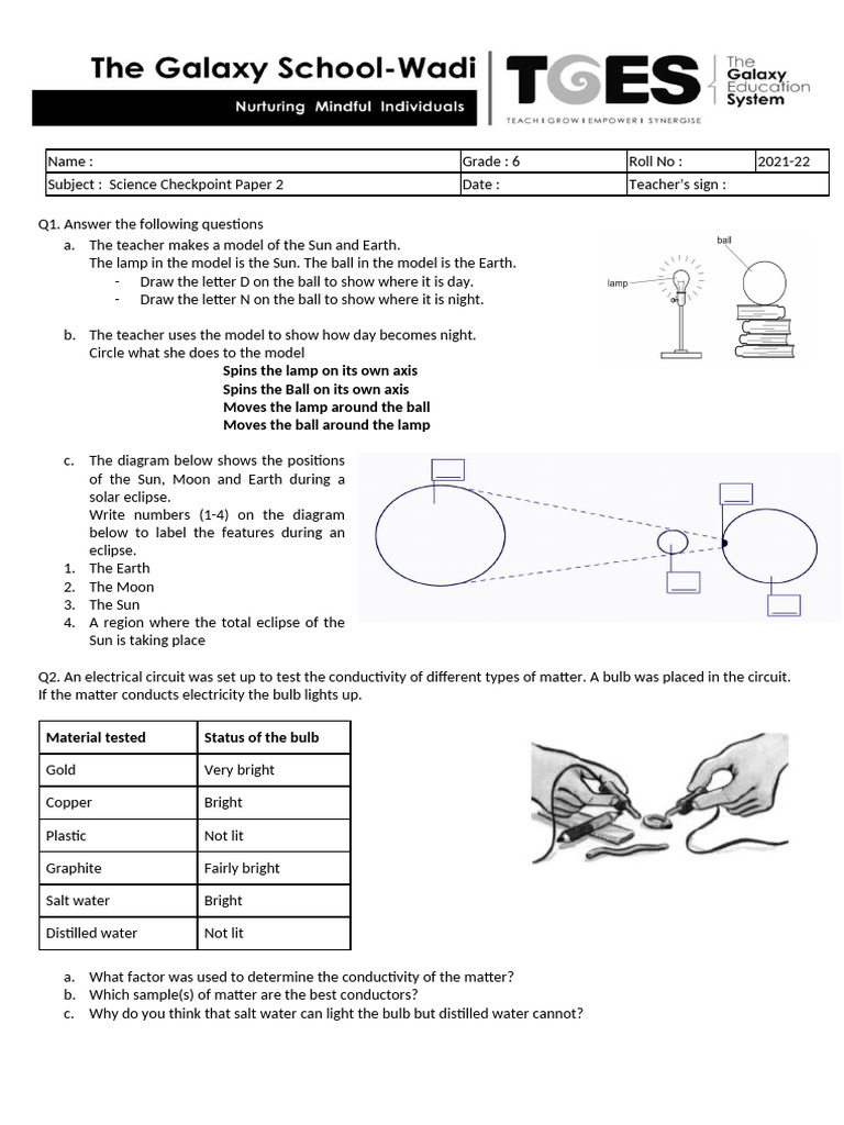 Key of Science Checkpoint - Term 2 - Part 2 | PDF | Metals | Physical ...