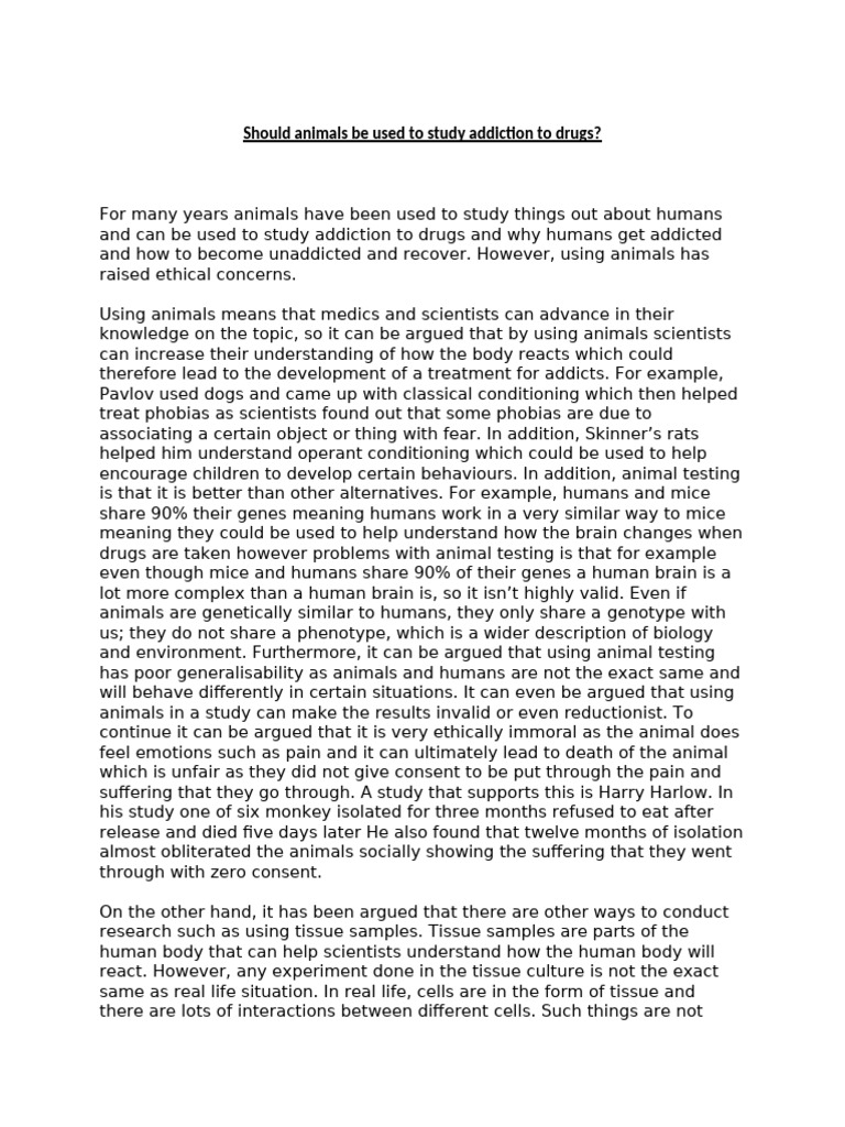 Should Animals Be Used To Study Addiction To Drugs | PDF | Animal ...
