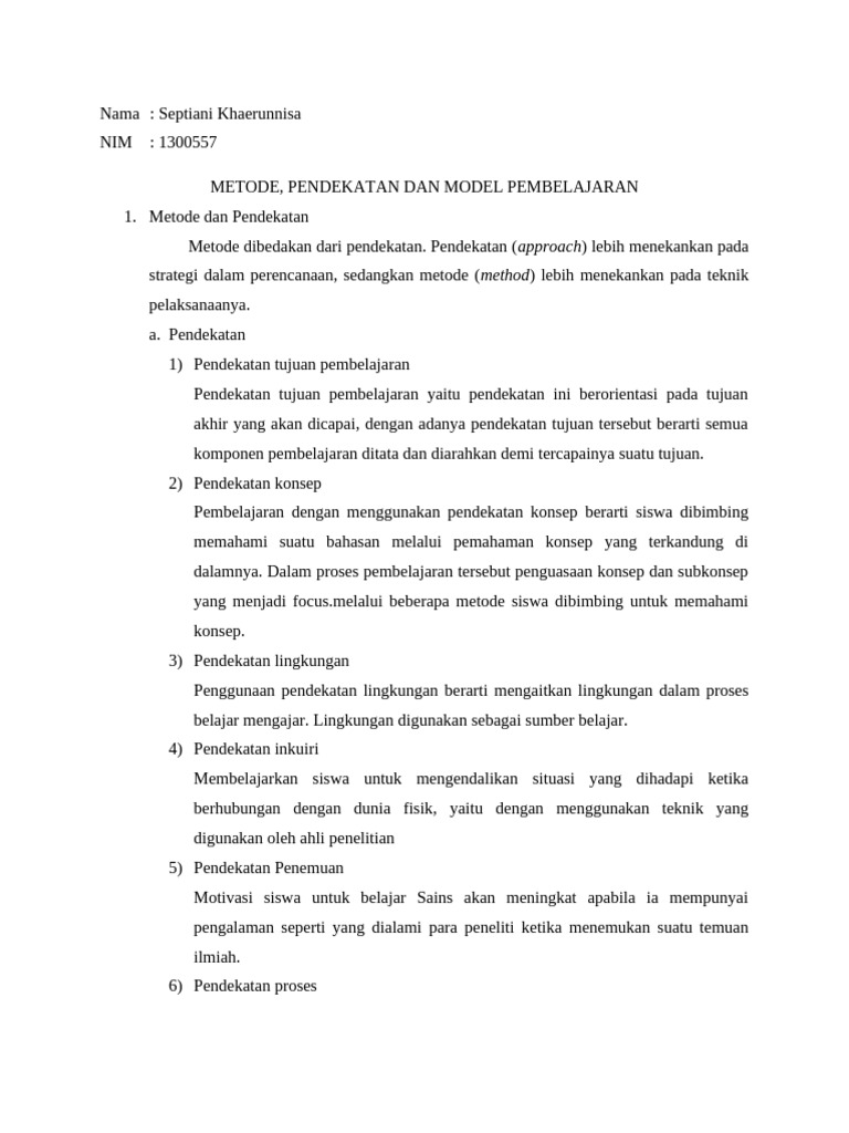 Metode dan Pendekatan Pembelajaran Efektif | PDF
