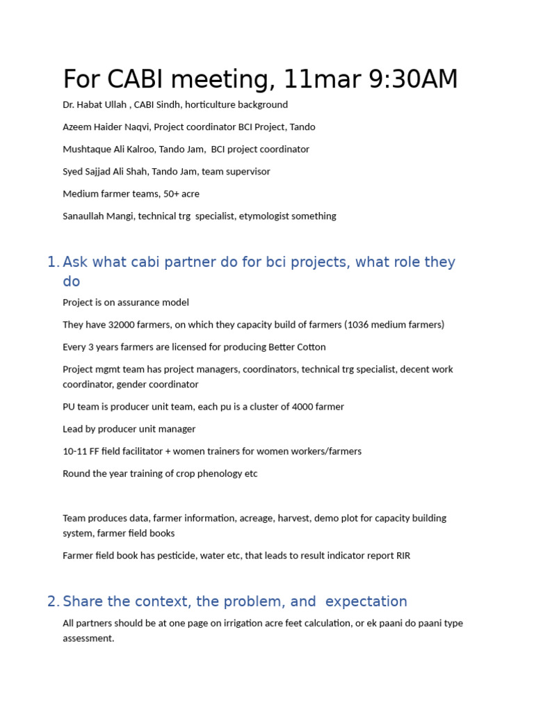 Questionnaire-CABI 11mar | PDF | Irrigation | Water