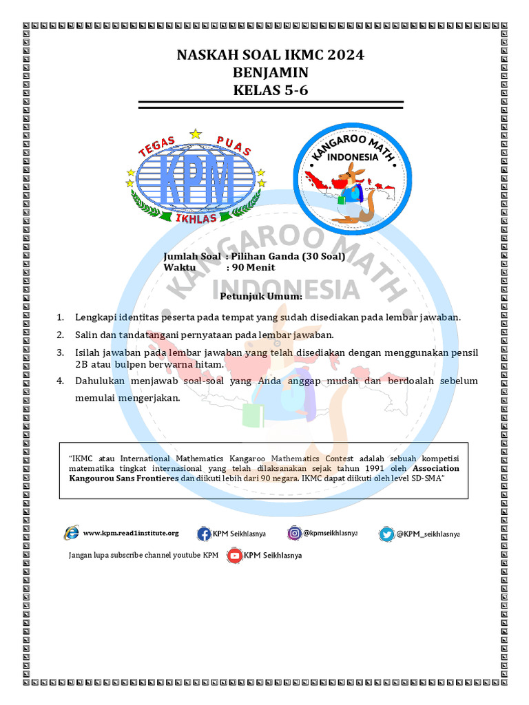 Contoh Soal IKMC Kelas 5-6 (Benjamin) | PDF