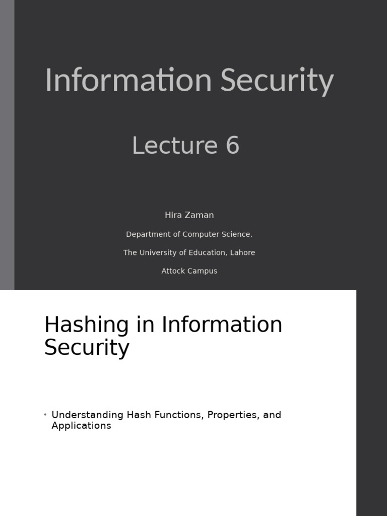 Information Security Lecture 6 | PDF