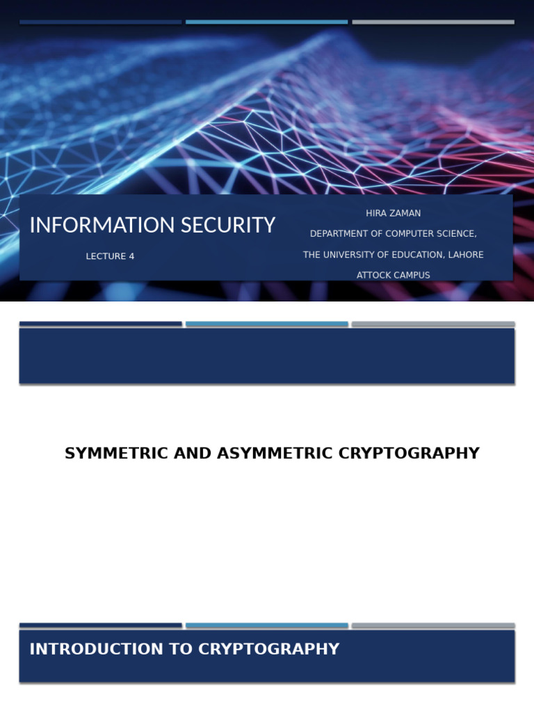 Information Security Lecture 4 | PDF | Public Key Cryptography | Encryption