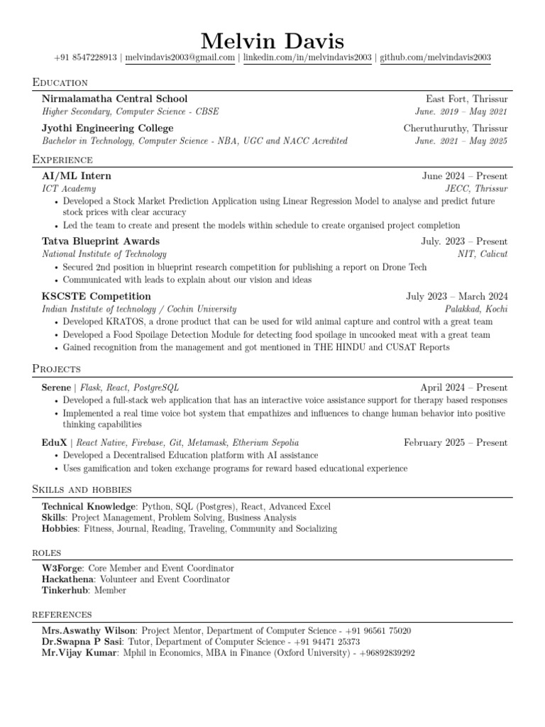 Melvin Davis Resume | PDF