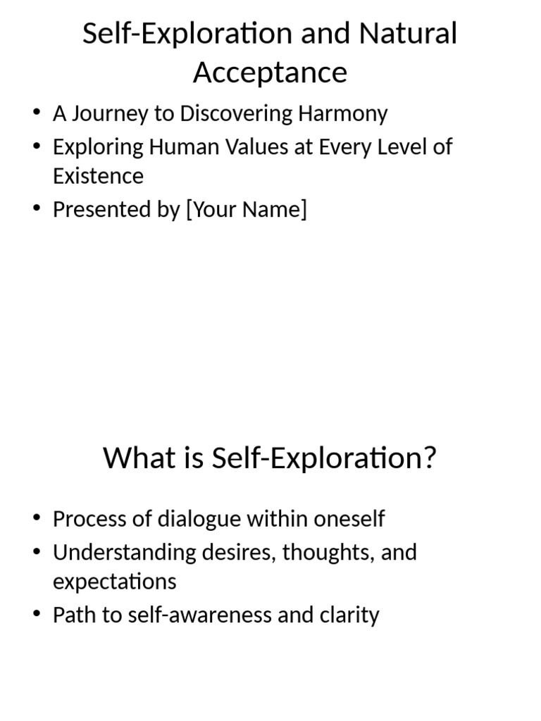 Self-Exploration for Inner Harmony | PDF