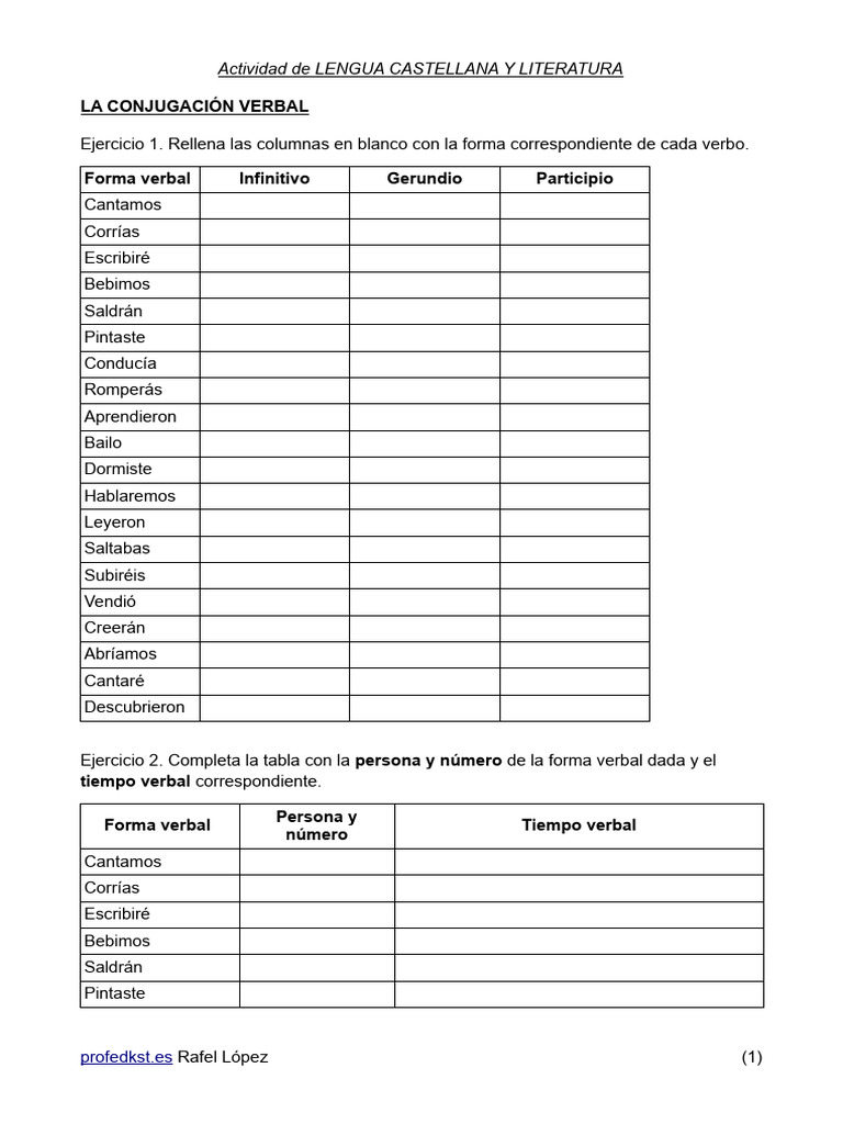Conjug-Verbal-ejercicios01-2 | PDF