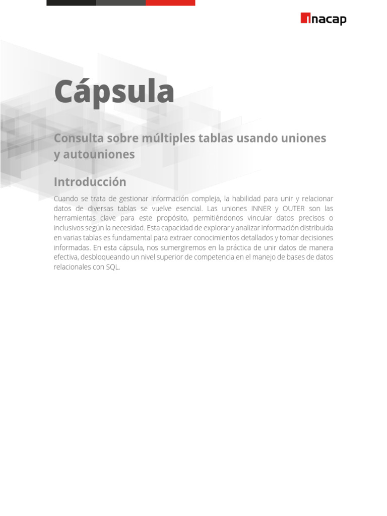TI3022 - U2 - S10 - Consulta Sobre Múltiples Tablas Usando Uniones y Autouniones | PDF | SQL ...