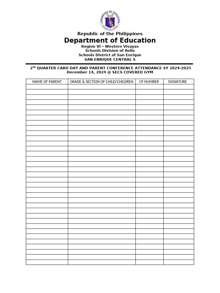 Attendance Form | PDF