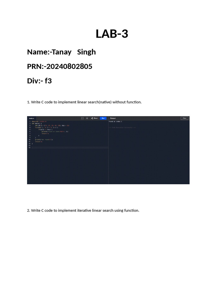 LAB-3 Name - Tanay Singh PRN - 20240802805 Div - f3 | PDF
