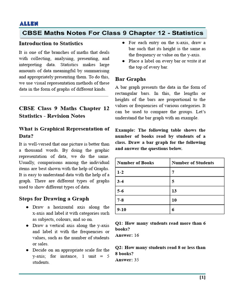 CBSE Maths Notes For Class 9 Chapter 12 - Statistics | PDF | Histogram ...