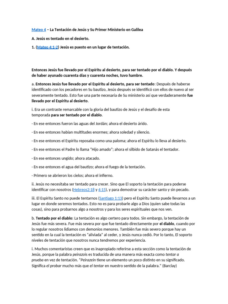 Tentaciones de Jesús en Mateo 4 | PDF | Jesús | Evangelio de Mateo
