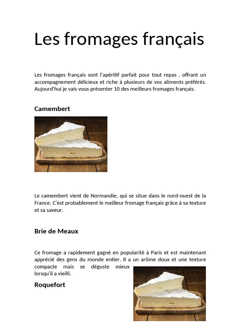 Meilleurs fromages français à découvrir | PDF
