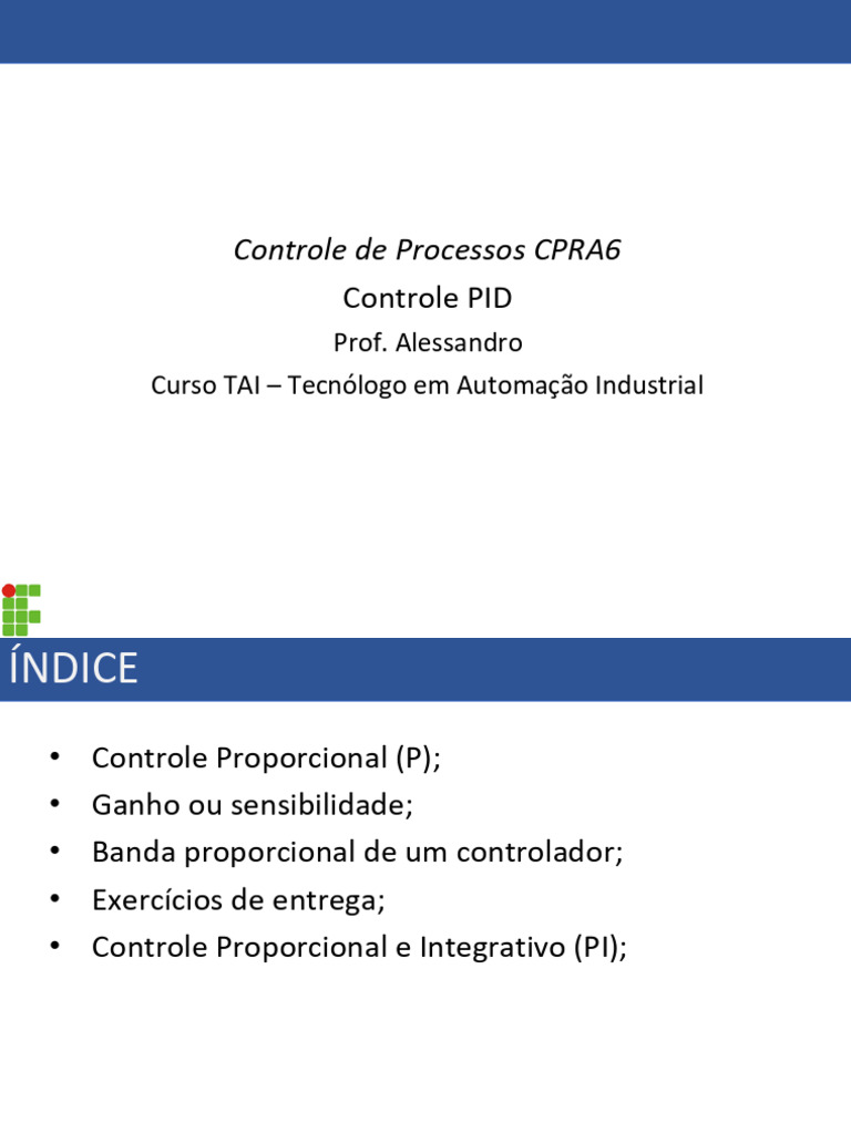 Controle PID: Proporcional, Integral e Derivativo | PDF