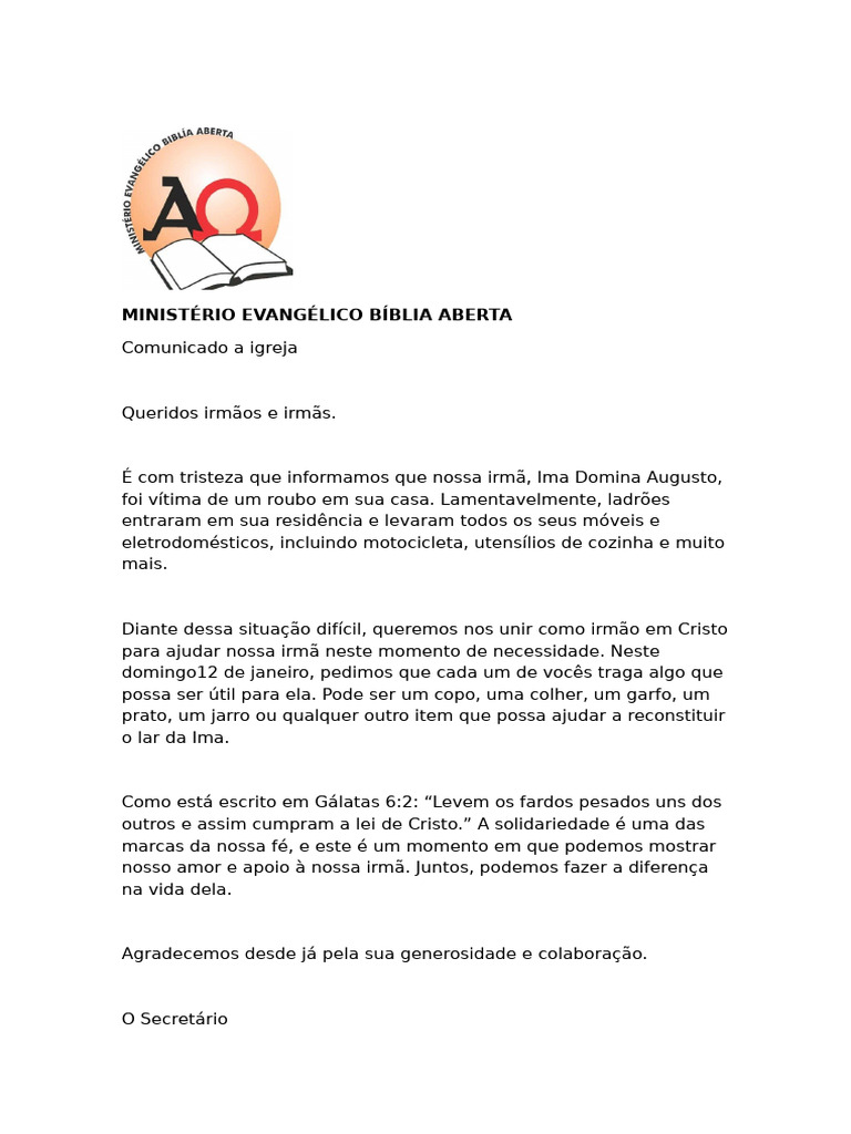 M.E.B.A Ajuda A Irmã Domina | PDF