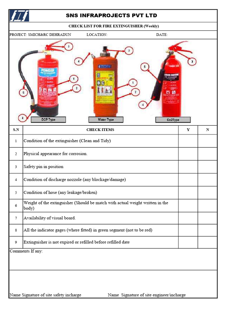 Fire Extinguisher Checklist | PDF