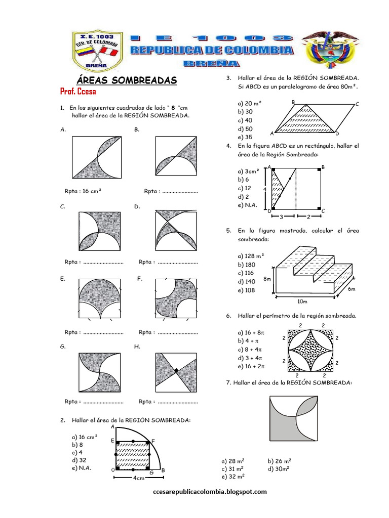 Guia de Aprendizaje de Areas Sombreadas S5 Ccesa007 | PDF | Geometría ...