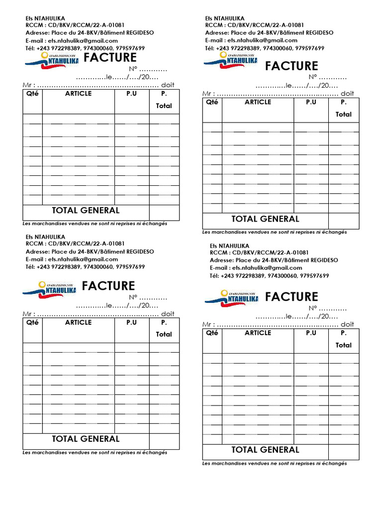Facture Ets NTAHULIKA REGIDESO | PDF