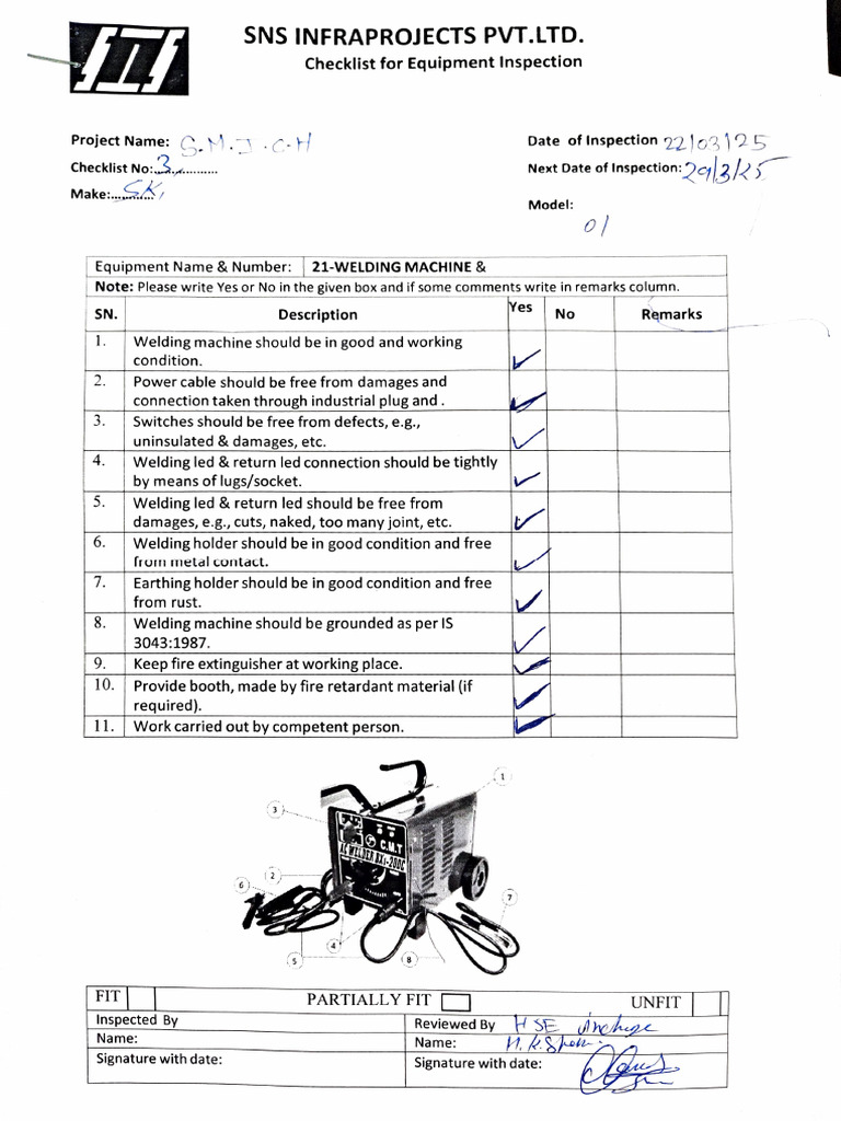 welding machine checklist 22.03.2025 | PDF