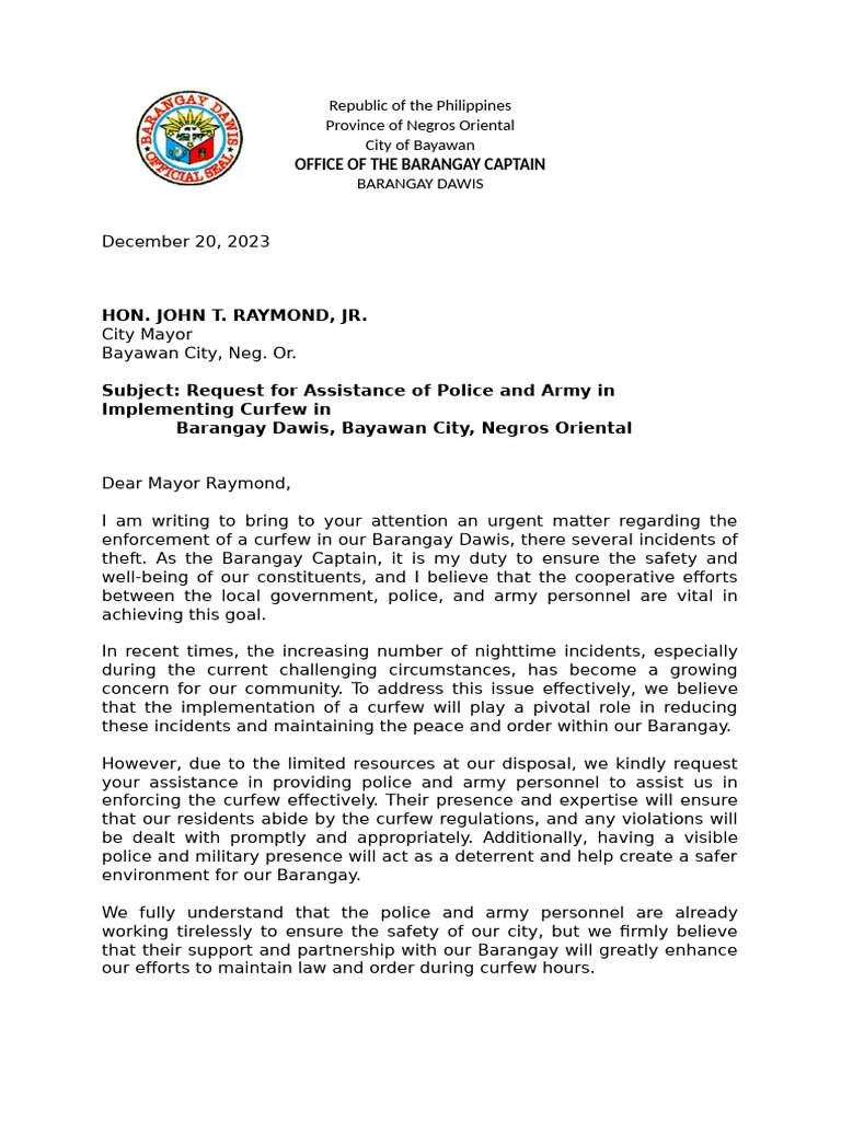 Request For Security Personnel | PDF