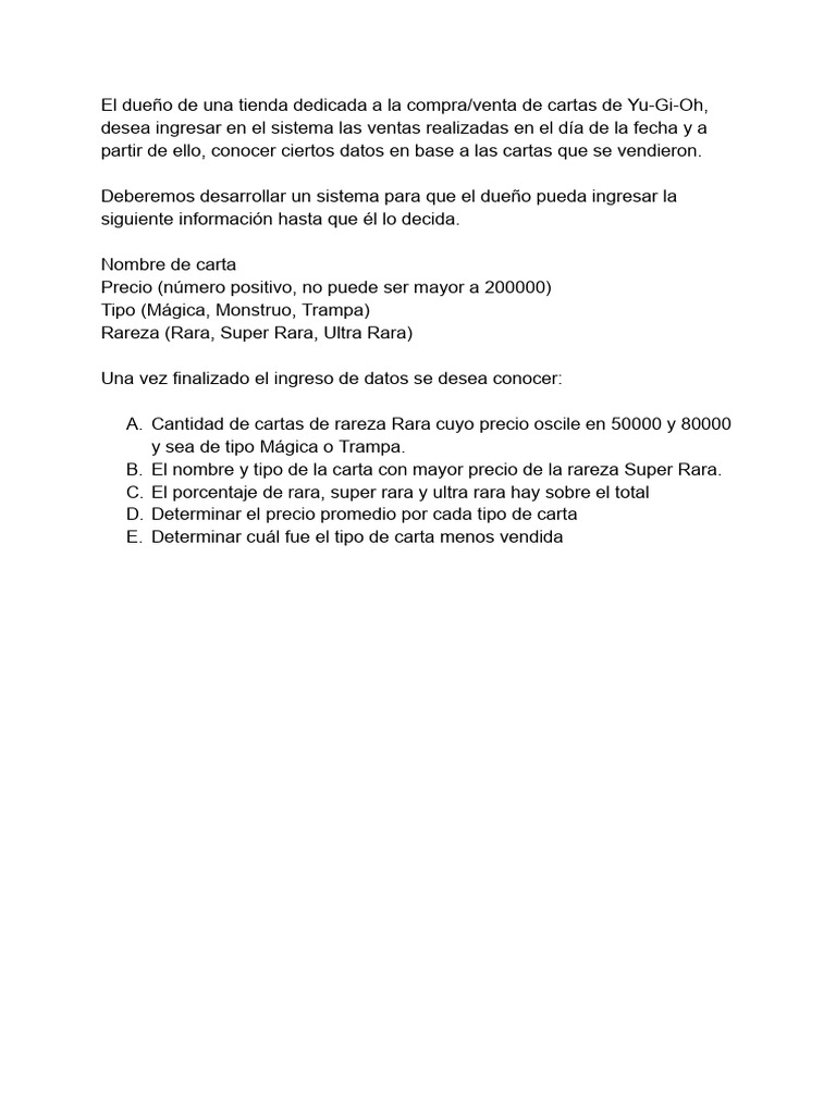 Ejercicio Integrador (2) | PDF