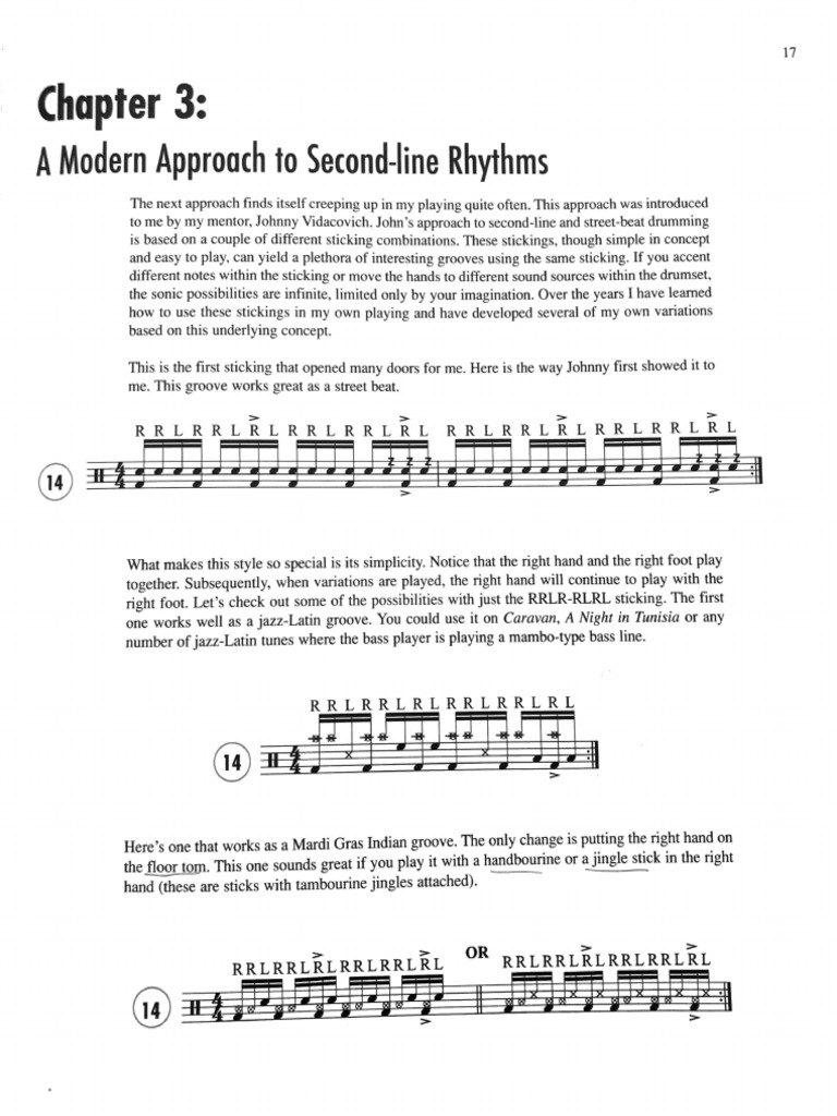 Second-Line Drumming Techniques | PDF | Rhythm And Meter | Percussion ...