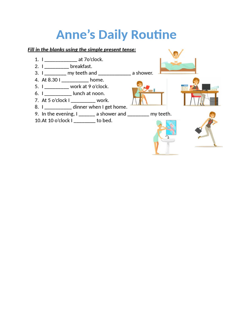 Anne's Daily Routine Exercise | PDF