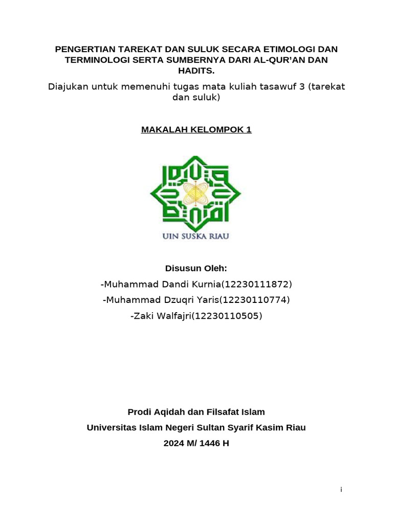 Pengertian Tarekat dan Suluk dalam Islam | PDF