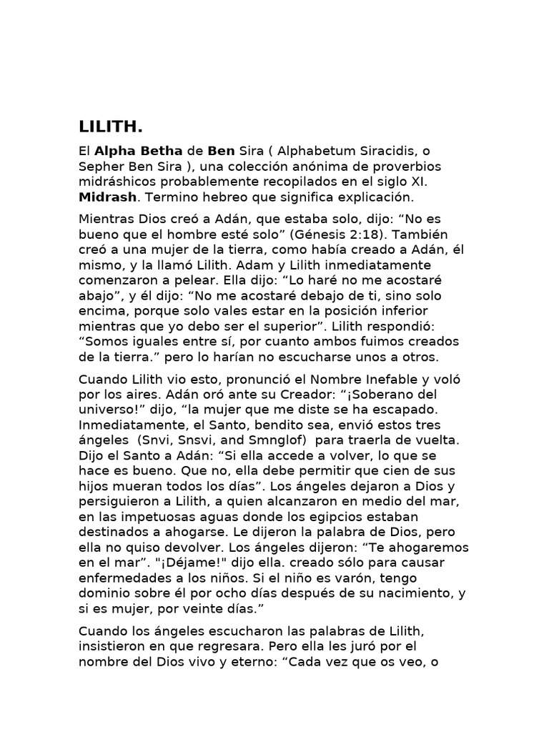 Lilith: La Primera Esposa de Adán | PDF | Lilith | Víspera