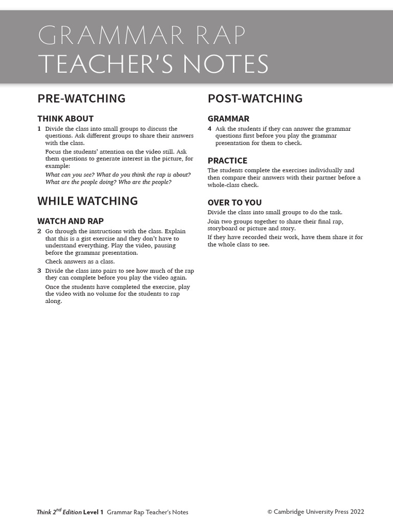 Grammar Rap Teacher's Notes | PDF
