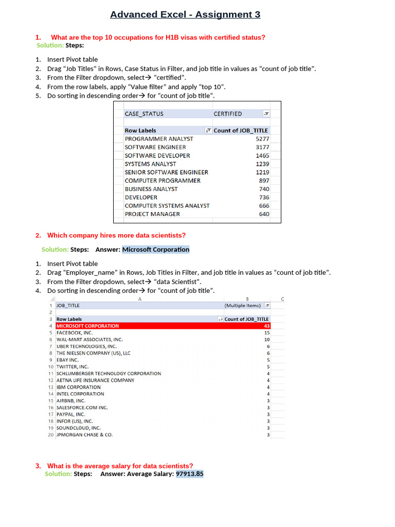 Advanced Excel - Assignment 3 | PDF | Data Management