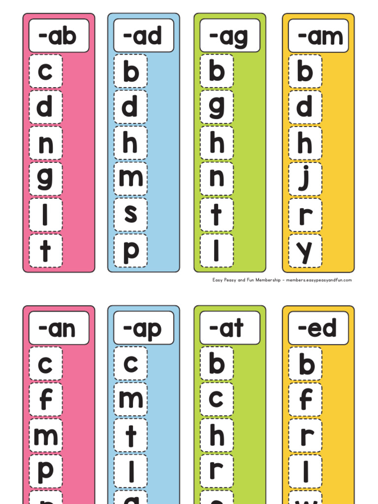 Word Family Clip Cards Color 1 | PDF