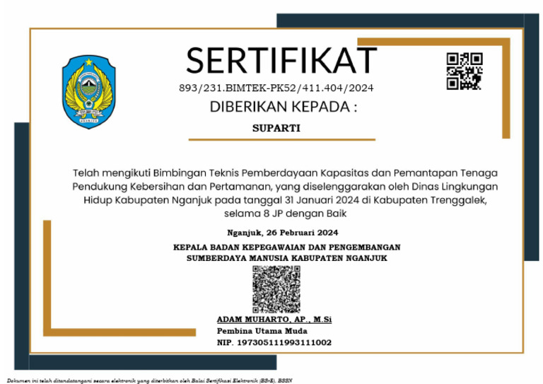 Sertifikat SUPARTI | PDF