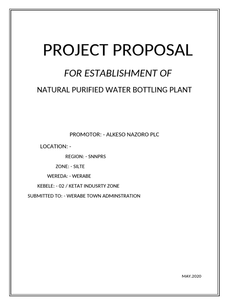 Cover Page For Final Alkeso Nazoro PLC Purified Water Botlling | PDF