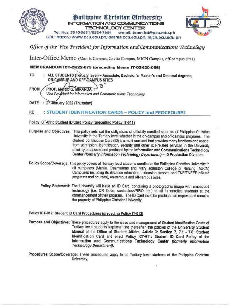 Memorandum ICT 2k22 075 | PDF