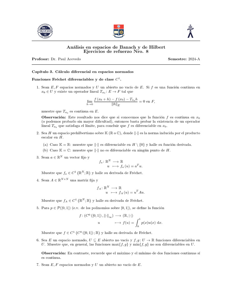 Ejer08 AEB 2024A | PDF | Espacio de Banach | Derivado