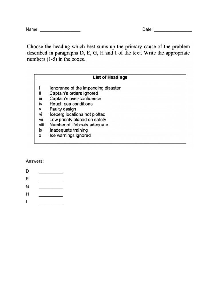Matching Headings Qs | PDF